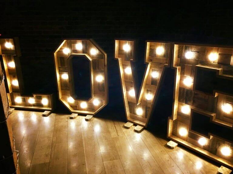 LED Love Letter Hire Gloucestershire. Mr & Mrs Light up Hire For Wedding